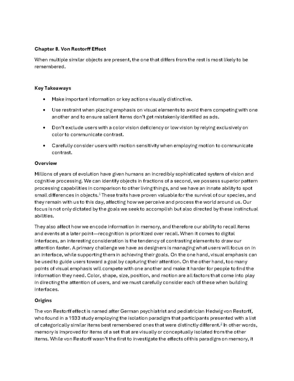 Understanding the Von Restorff Effect in UX Design (UX Course) - Studocu