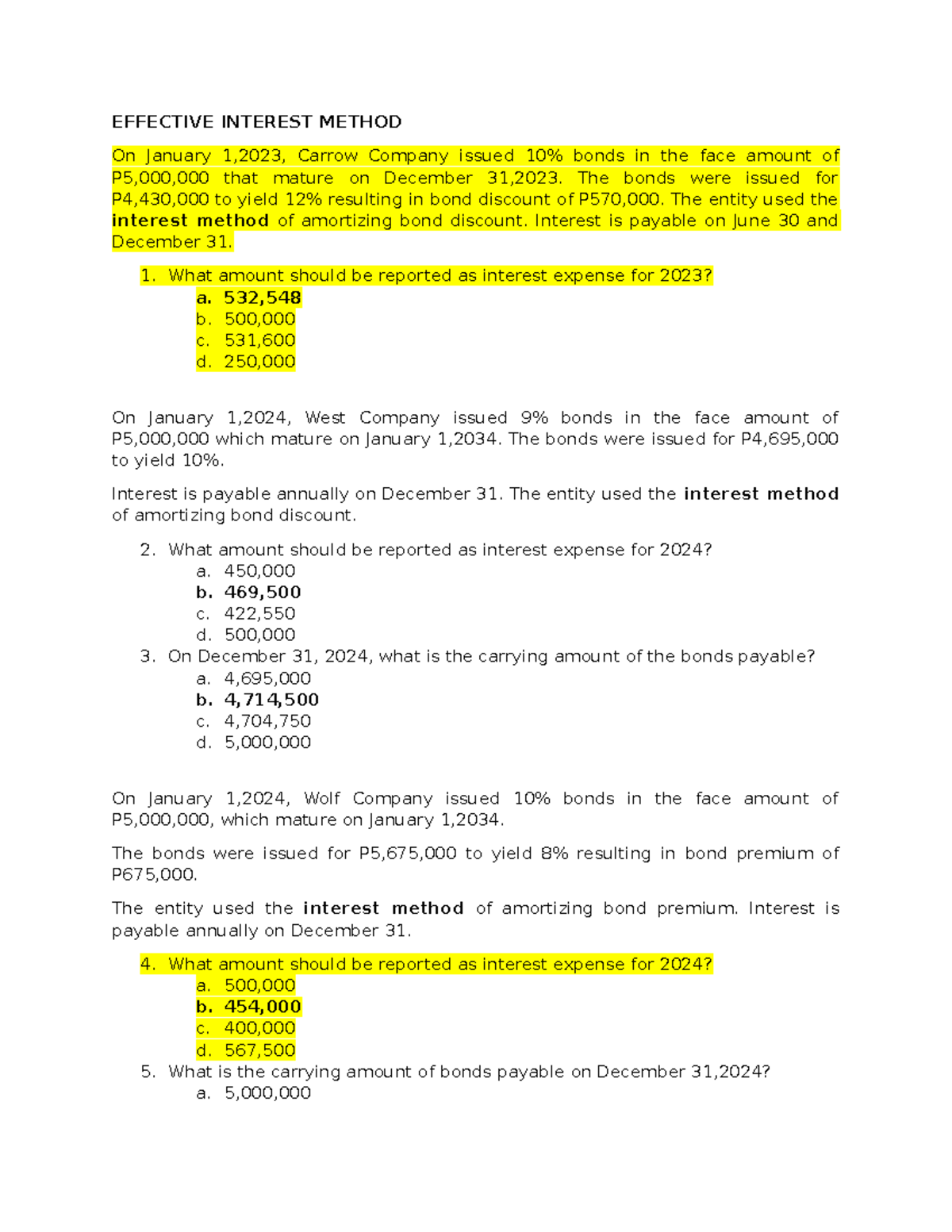 QUIZ-BEE - Effective Interest Method and Bond Transactions - Studocu