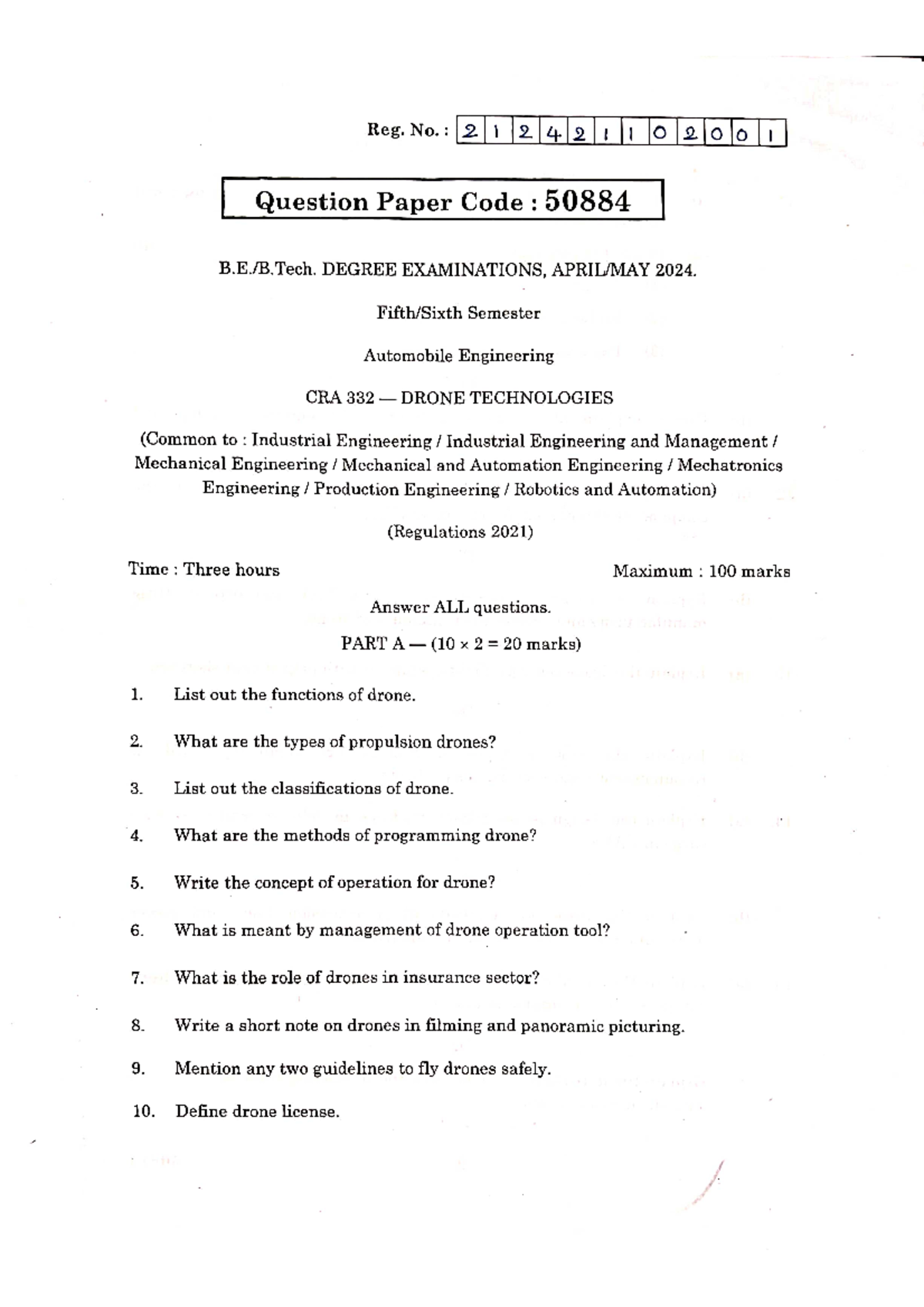 CRA 332 Final Exam Questions on Drone Technologies - NovDec 2024 - Studocu