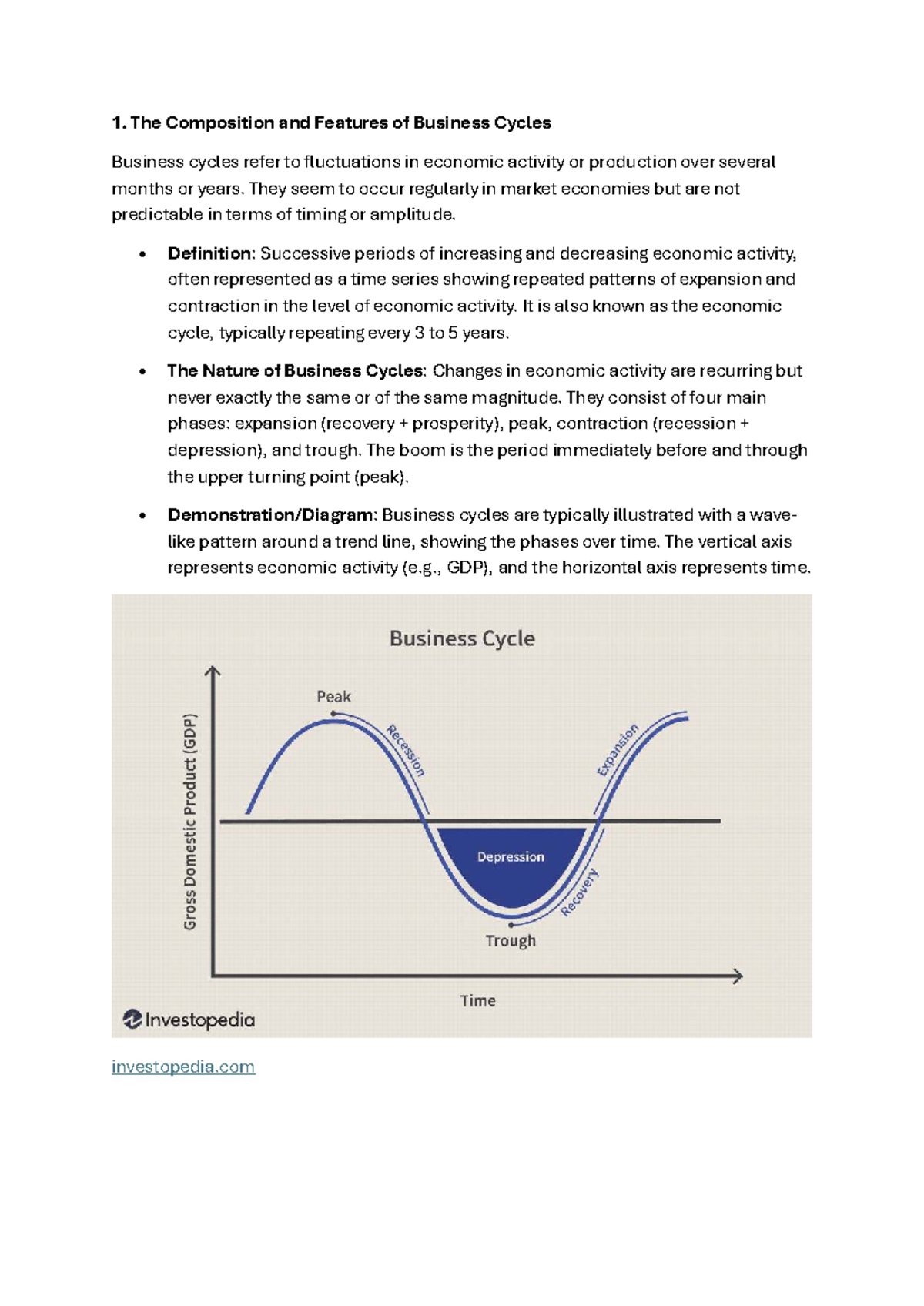 Business Cycles: Composition, Features, and Forecasting Insights - Studocu