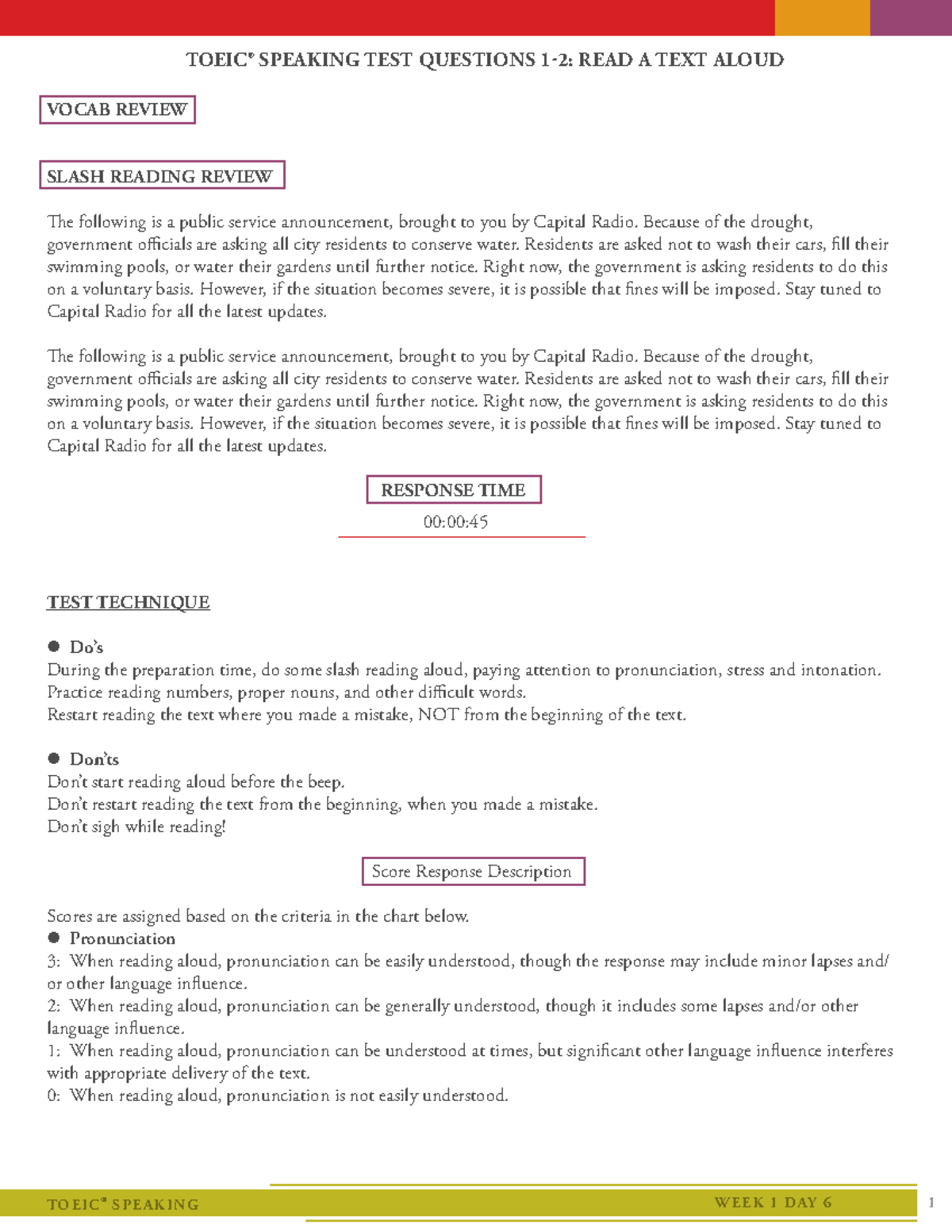 6 - awd - VOCAB REVIEW SLASH READING REVIEW e following is a public ...