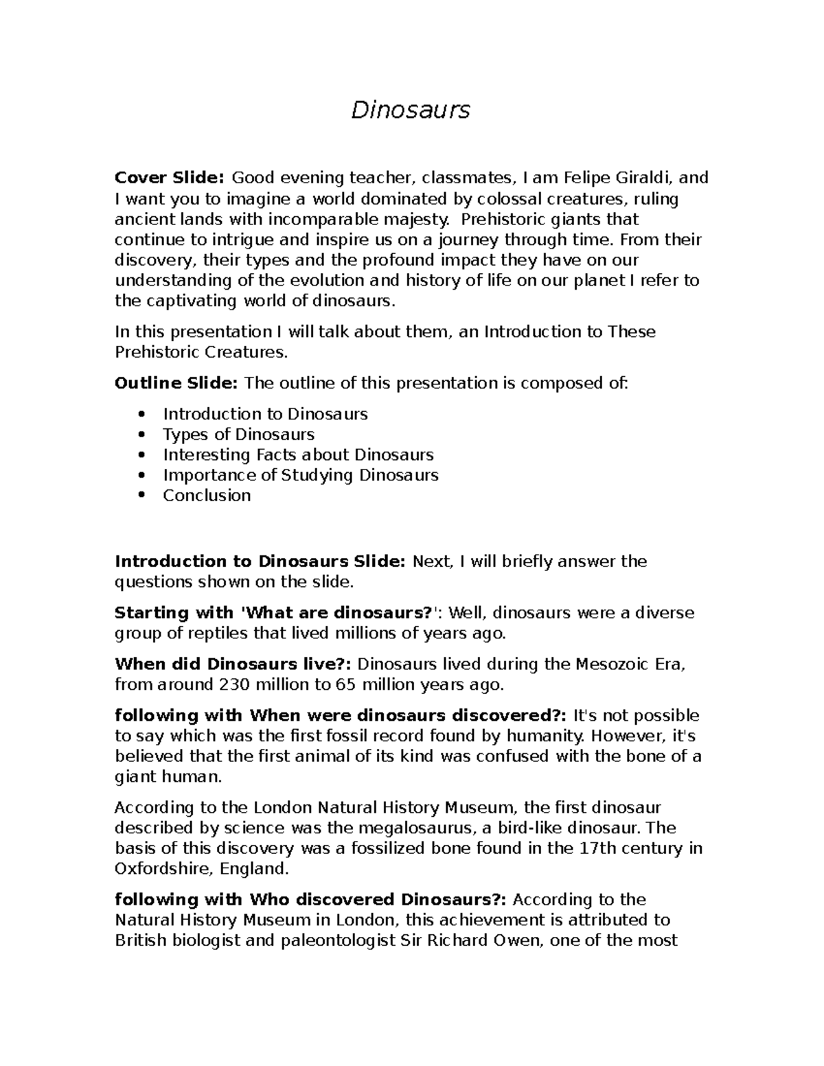 Introduction to Dinosaurs: A Prehistoric Journey (BIO 101) - Studocu