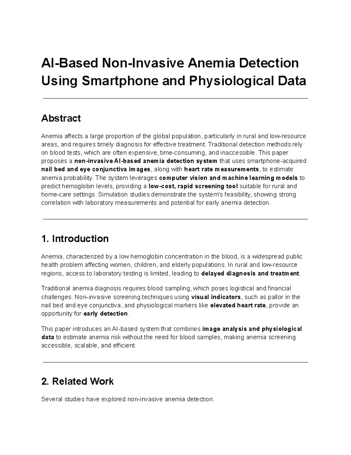 AI-Based Non-Invasive Anemia Detection System (Course Code: ANEM-101 ...