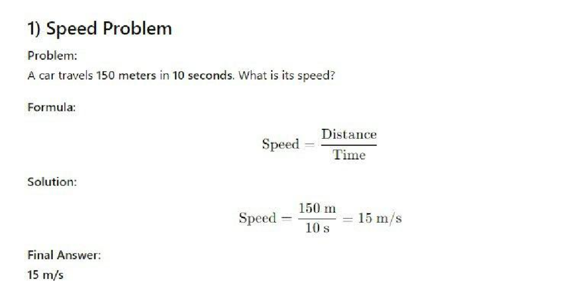 26 03 20 08 19 49 - solving - PHYSICS - 1) Speed Problem Problem: A car ...