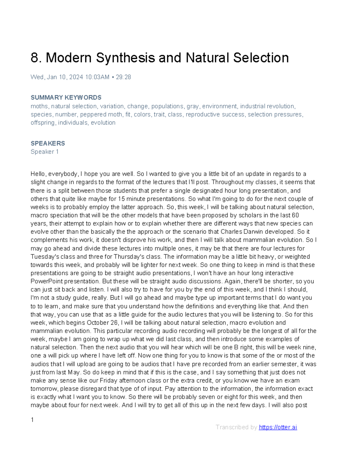 Modern Synthesis & Natural Selection: The Peppered Moth Case Study ...