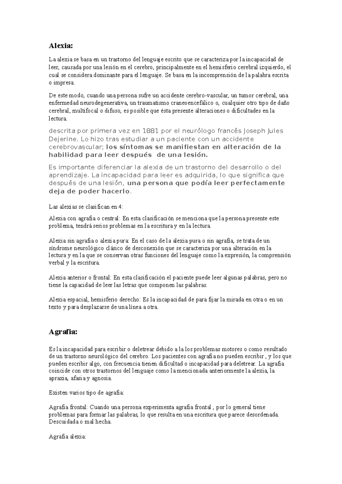 Alexia y Agrafia: Conceptos Completos y Clasificaciones en Neurología ...