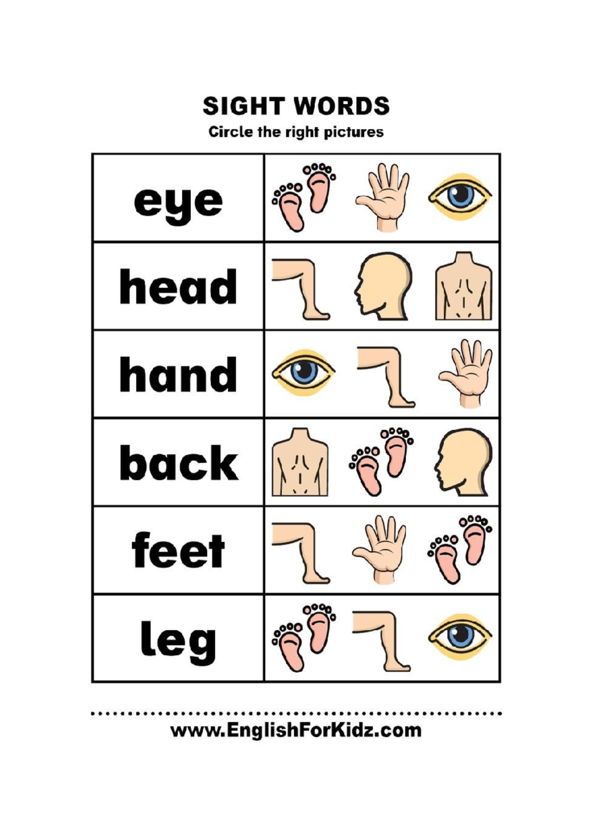 BODY Parts Tracing & Matching Worksheets for Kids - Studocu