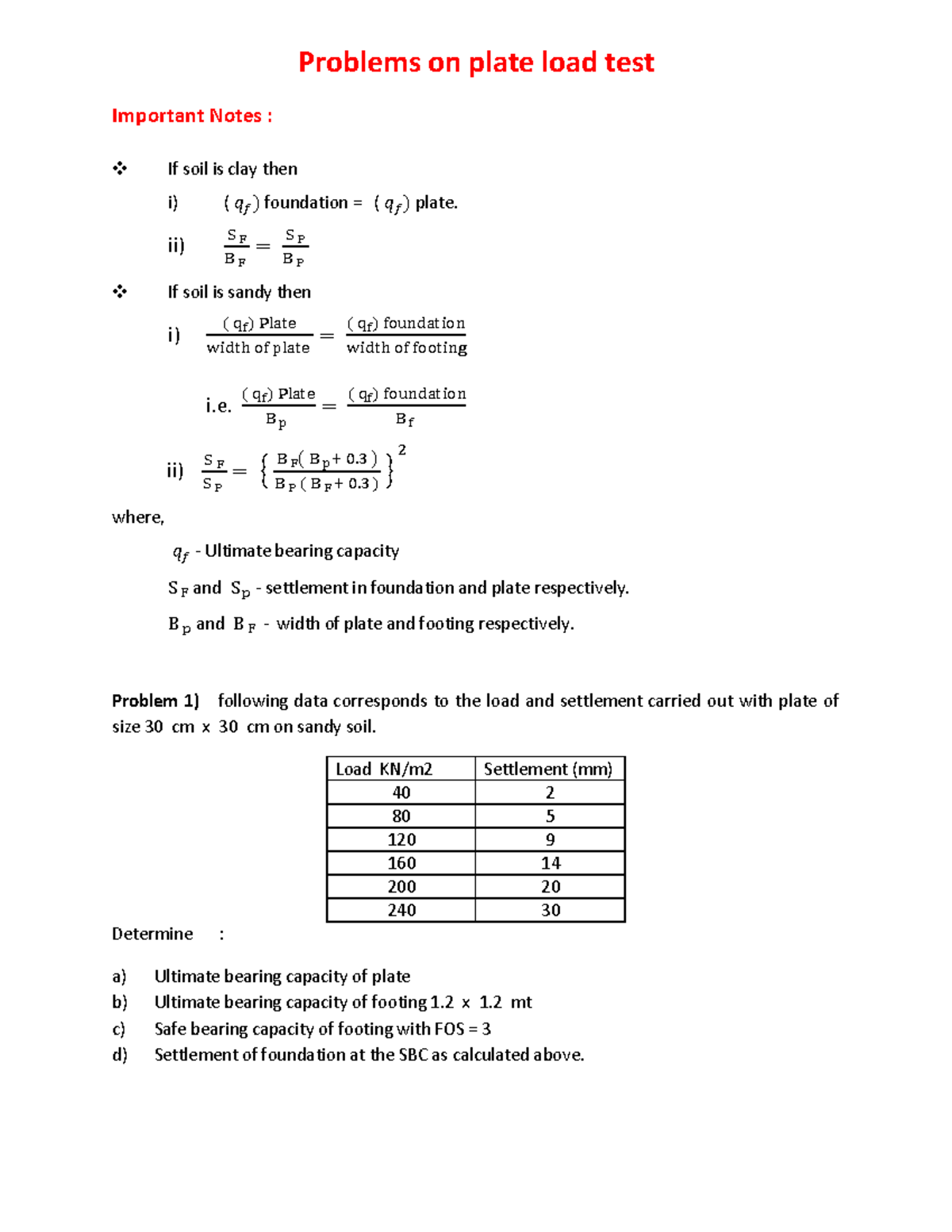 Plate Load Test Analysis: Soil Types & Bearing Capacity Calculations ...
