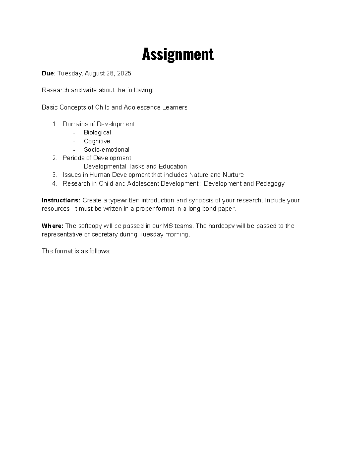 Profed-1-A1: Research on Child & Adolescent Development Concepts - Studocu