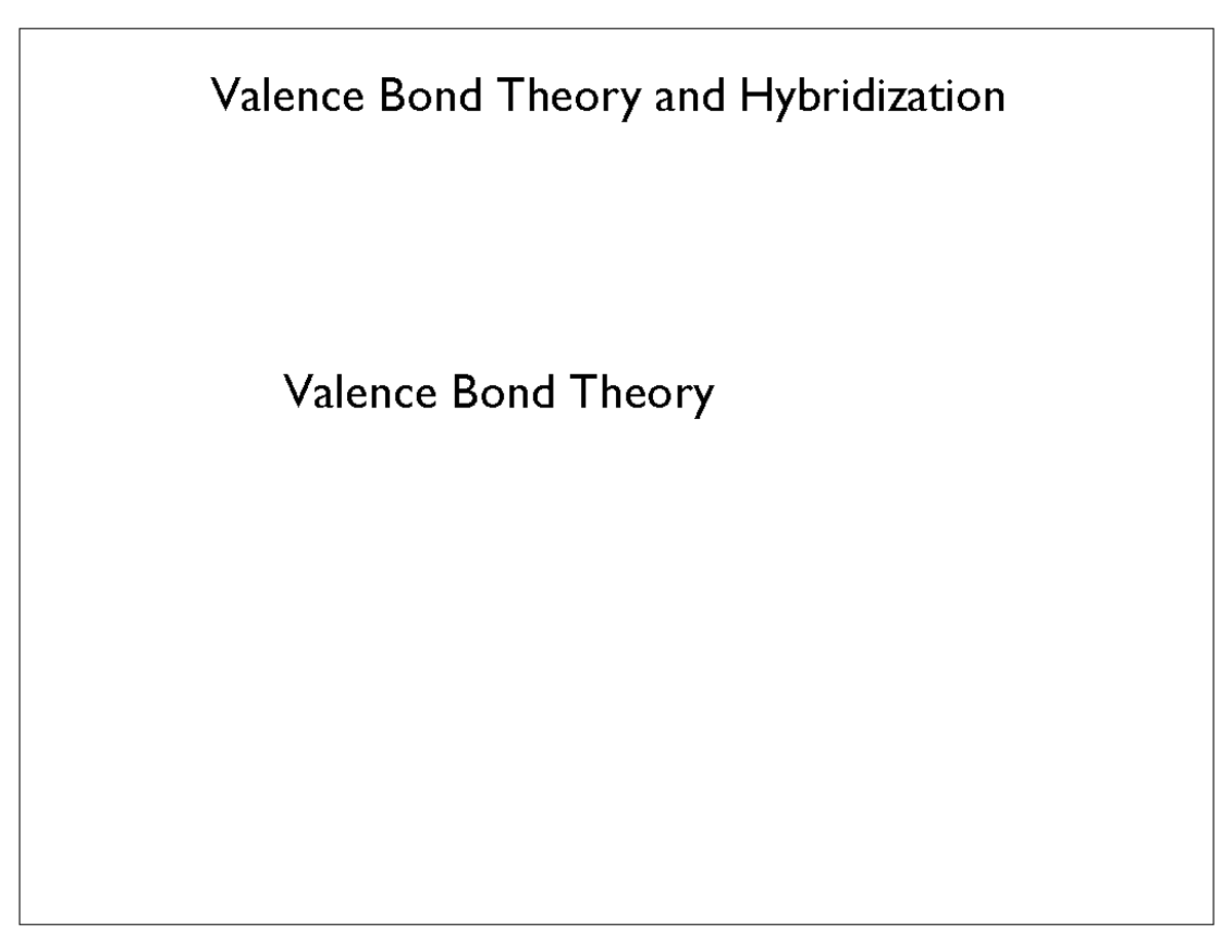VBT and Hybridization: Concepts and Applications (Sem 1) - Studocu