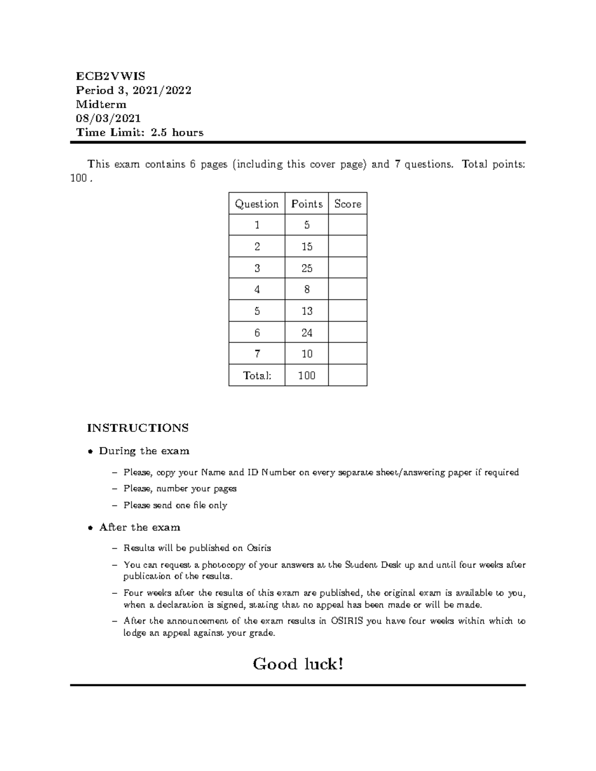AMM 2022 Midterm Summary - Advanced Mathematics Study Guide - Studeersnel