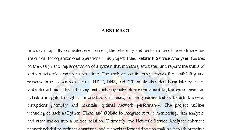 Network Service Analyzer Project: Design & Implementation Overview ...