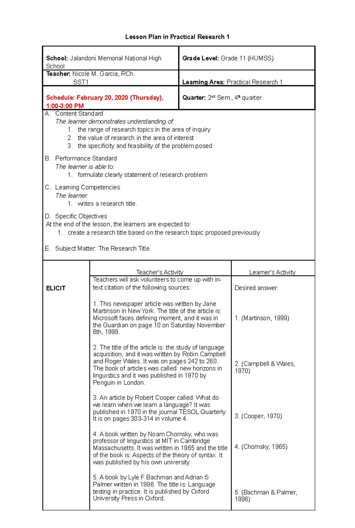 How To Write A Research Title - Lesson Plan in Practical Research 1 ...