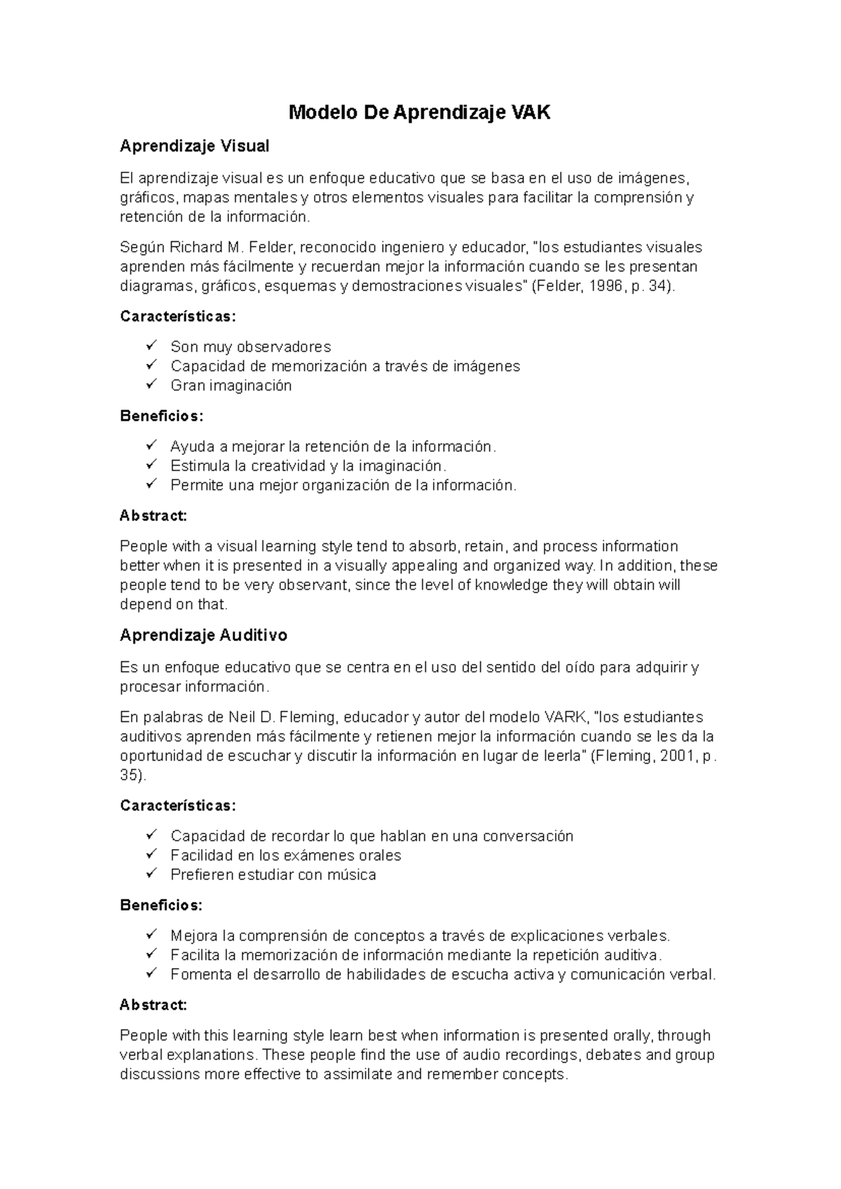 Aprendizaje VAK - ... - Modelo De Aprendizaje VAK Aprendizaje Visual El ...