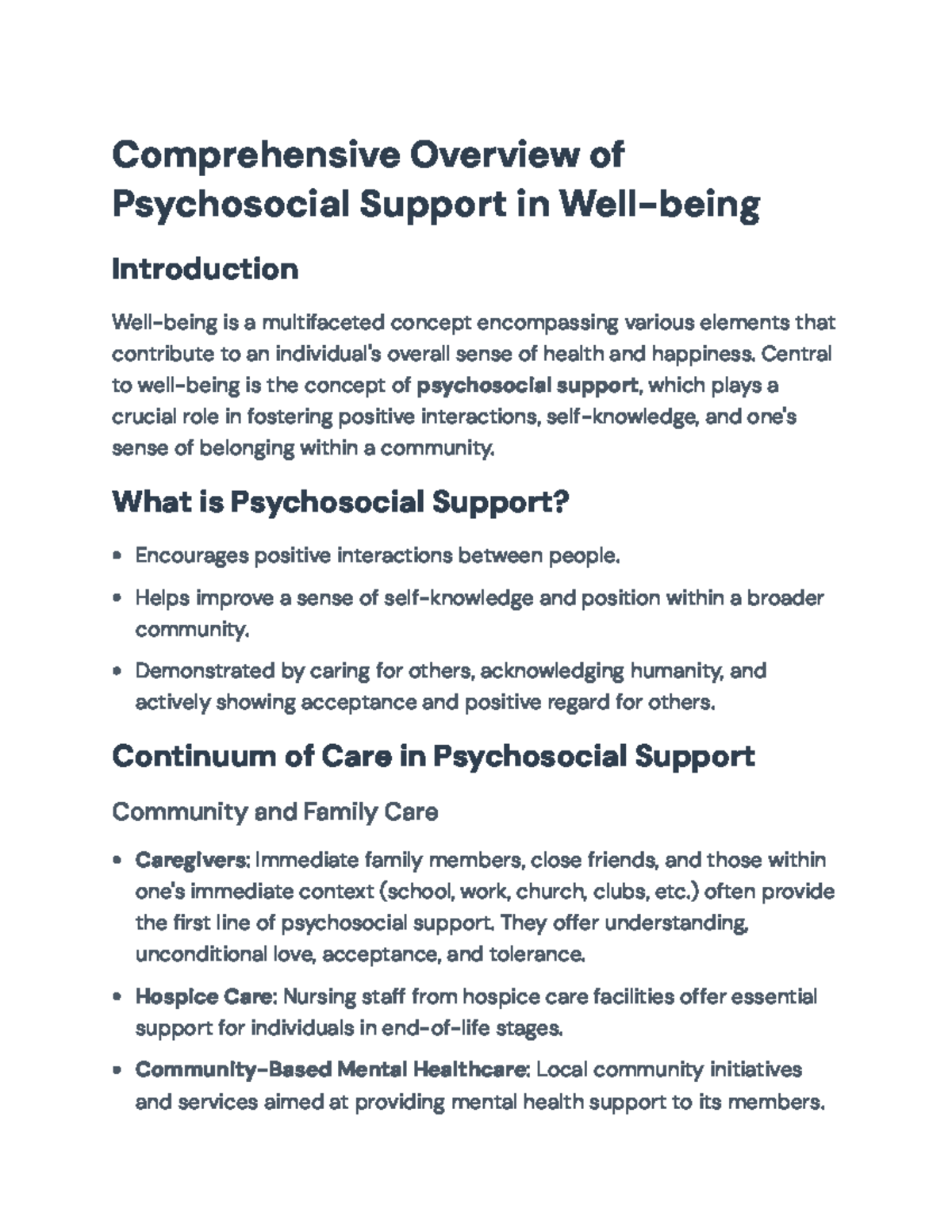 Psychosocial Support in Well-being: An Integrative Overview ...