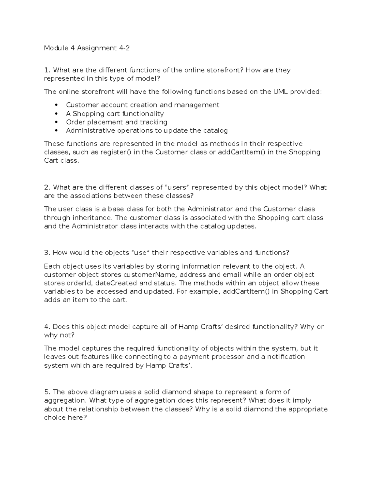 CS 255 Assignment 4-2: Online Storefront Functions & Models - Studocu