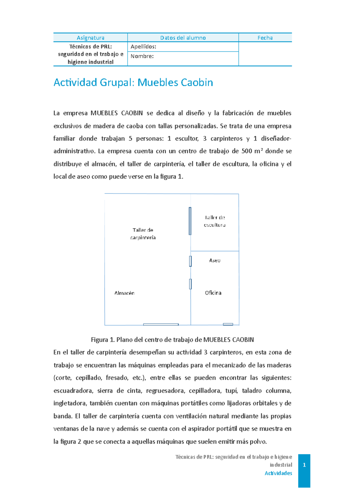 Técnicas de PRL en Muebles Caobin: Prevención y Seguridad Laboral - Studocu