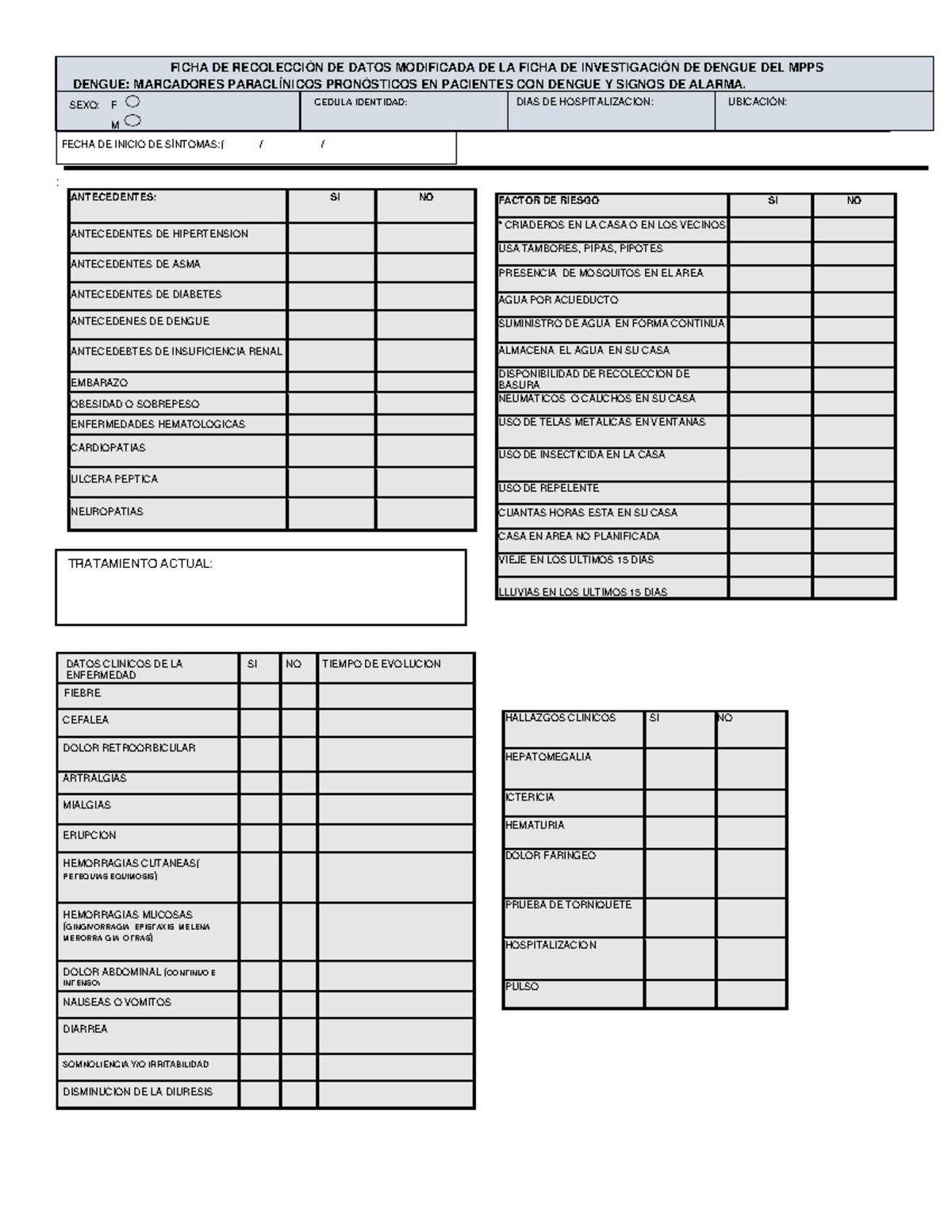 Ficha Actualizada de Recolección de Datos de Dengue - MPPS - Studocu