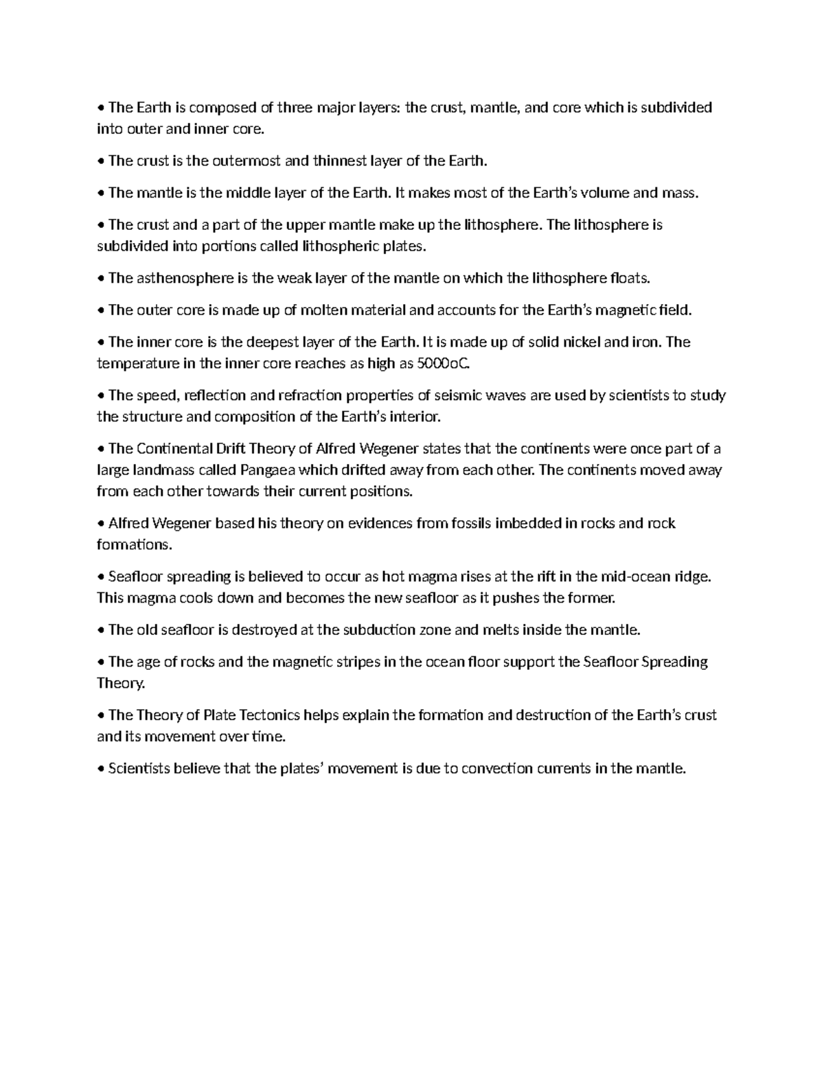 Science Summary Q1 - Lecture on Earth's Layers and Plate Tectonics ...