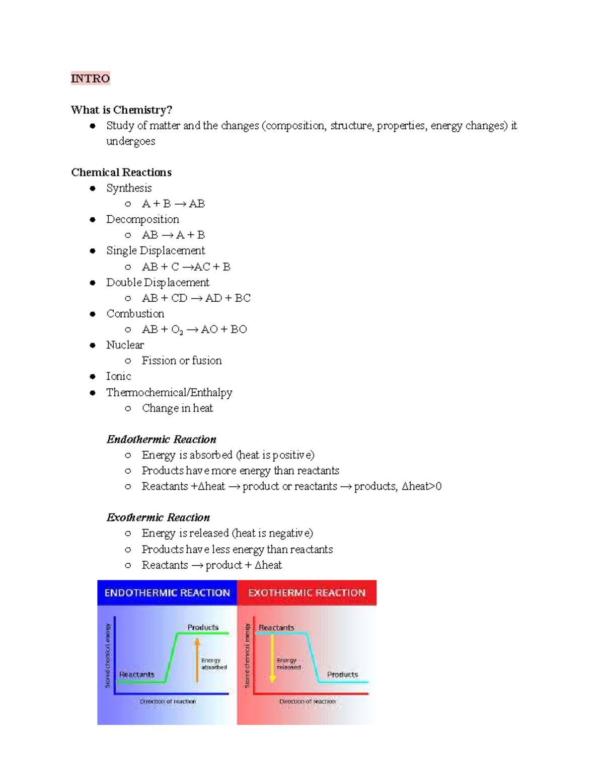 Grade 12 Chemistry Notes: Introduction to Thermochemistry and Reactions ...