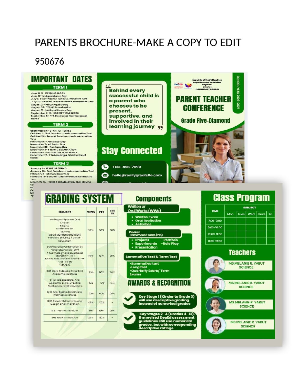 Parents' Brochure: Important Dates & Summative Tests 950676 - Studocu