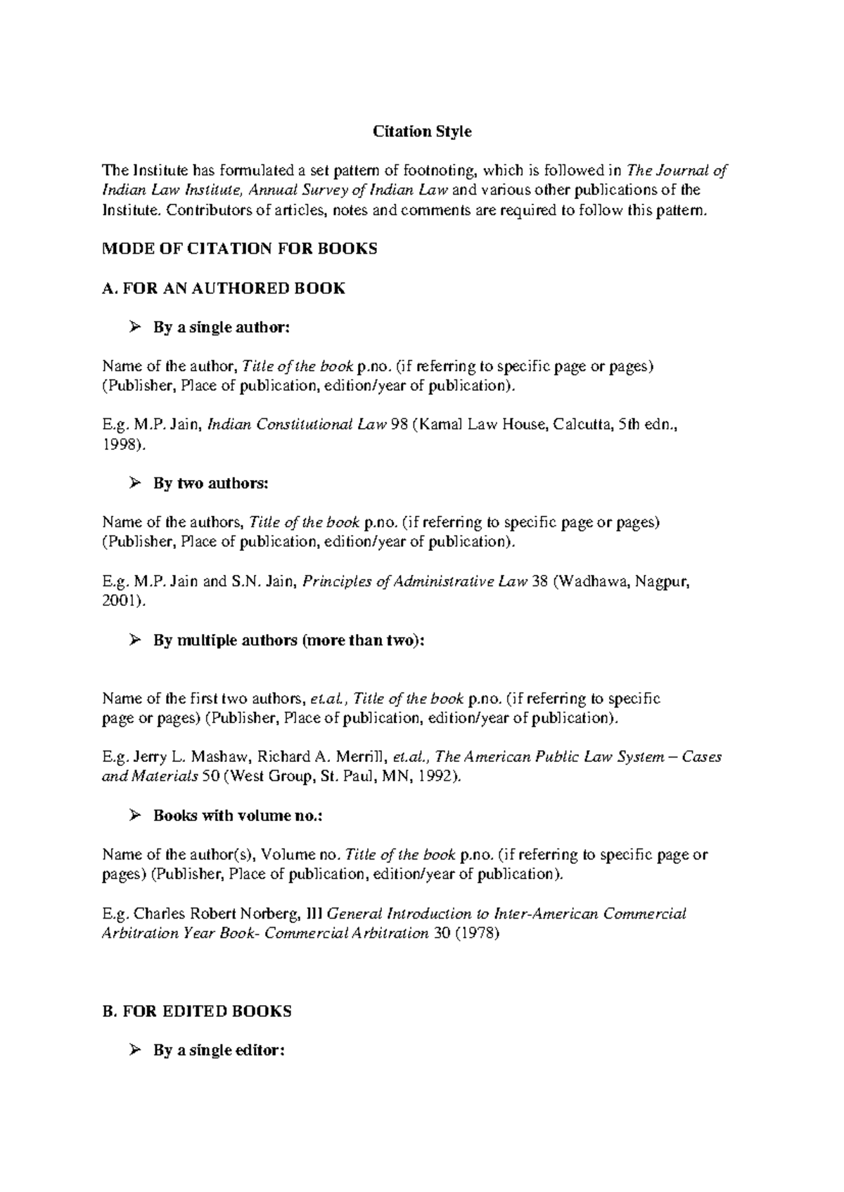 ILI Citation Style Guidelines for Legal Writing and References - Studocu