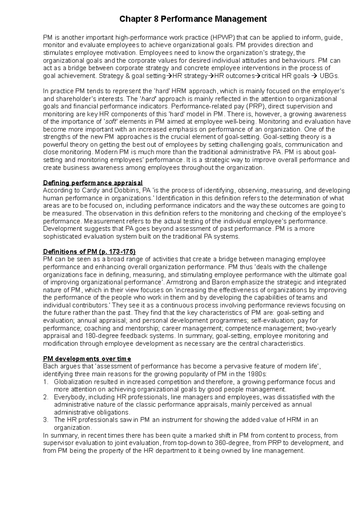 SHRM - Chapter 8: Exploring Performance Management Strategies - Studeersnel