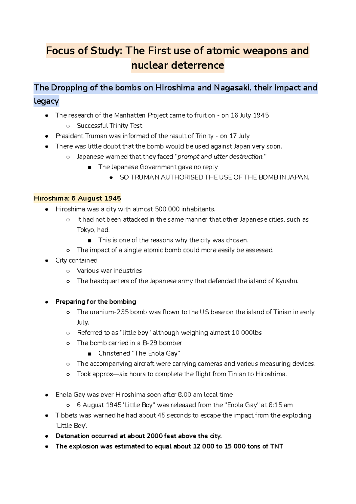 Option E The Nuclear Age 1945-2011 - Key Insights and Summary Notes ...