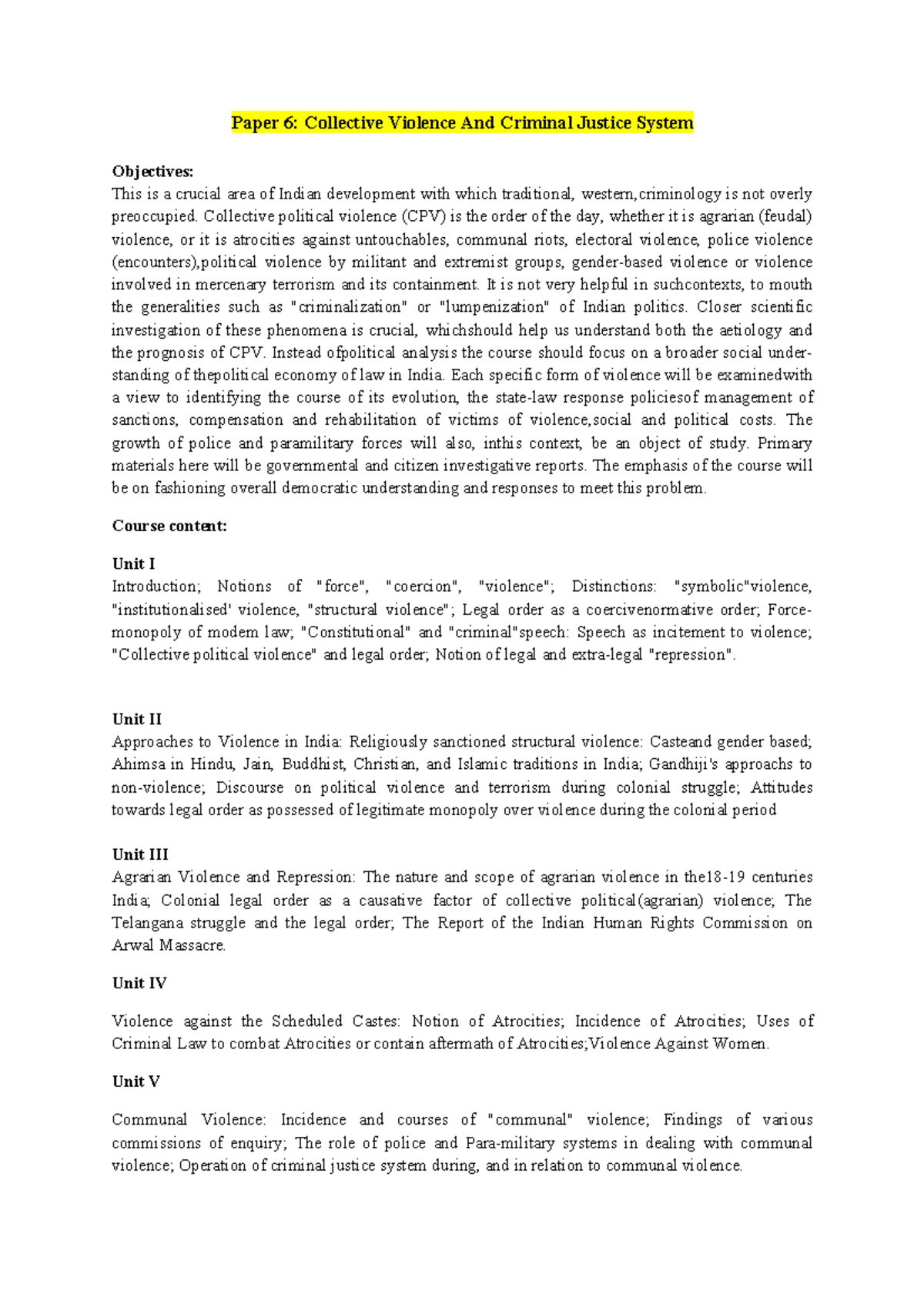 103: Collective Violence and the Criminal Justice System - Analysis ...