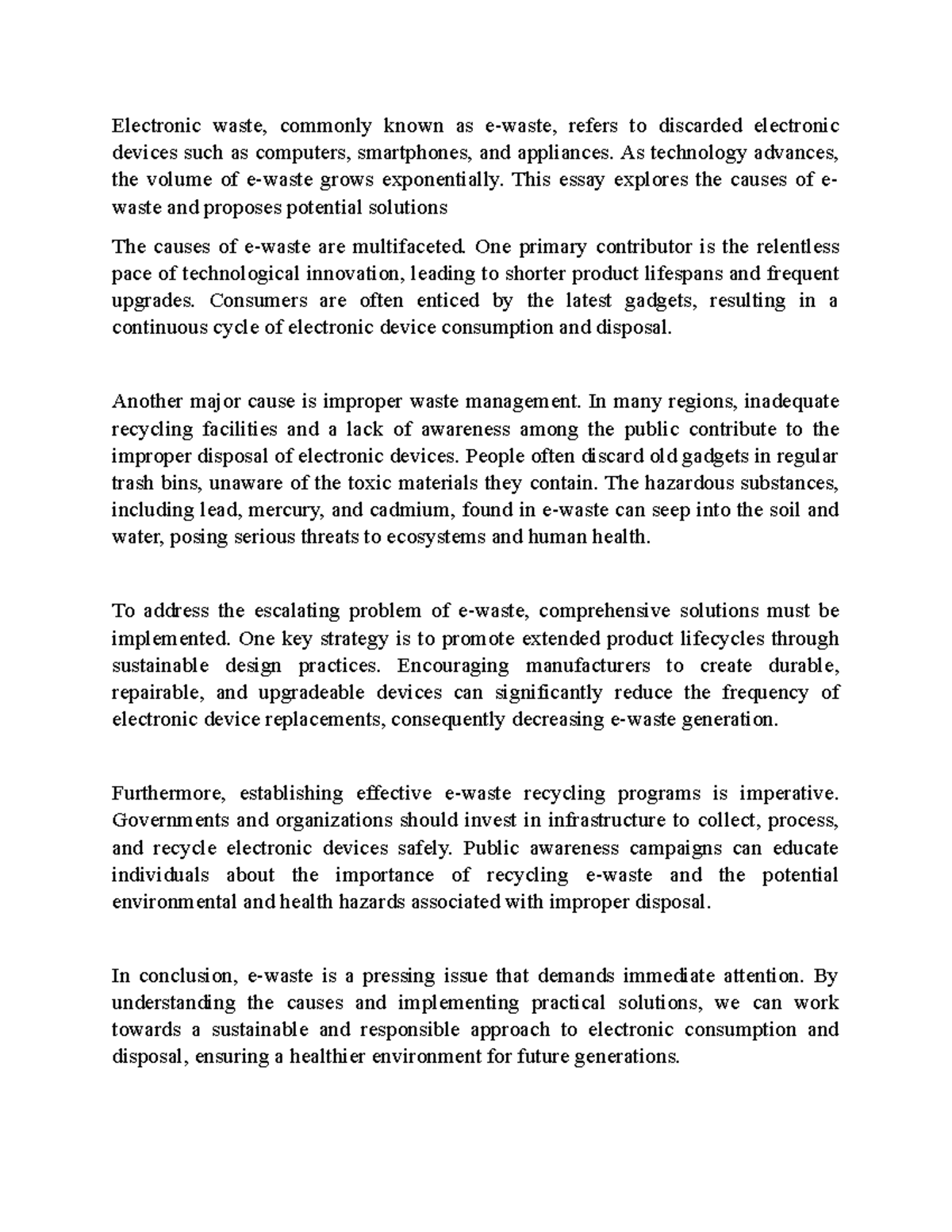 E-Waste Analysis and Solutions - AV B1 Essay Notes - Studocu