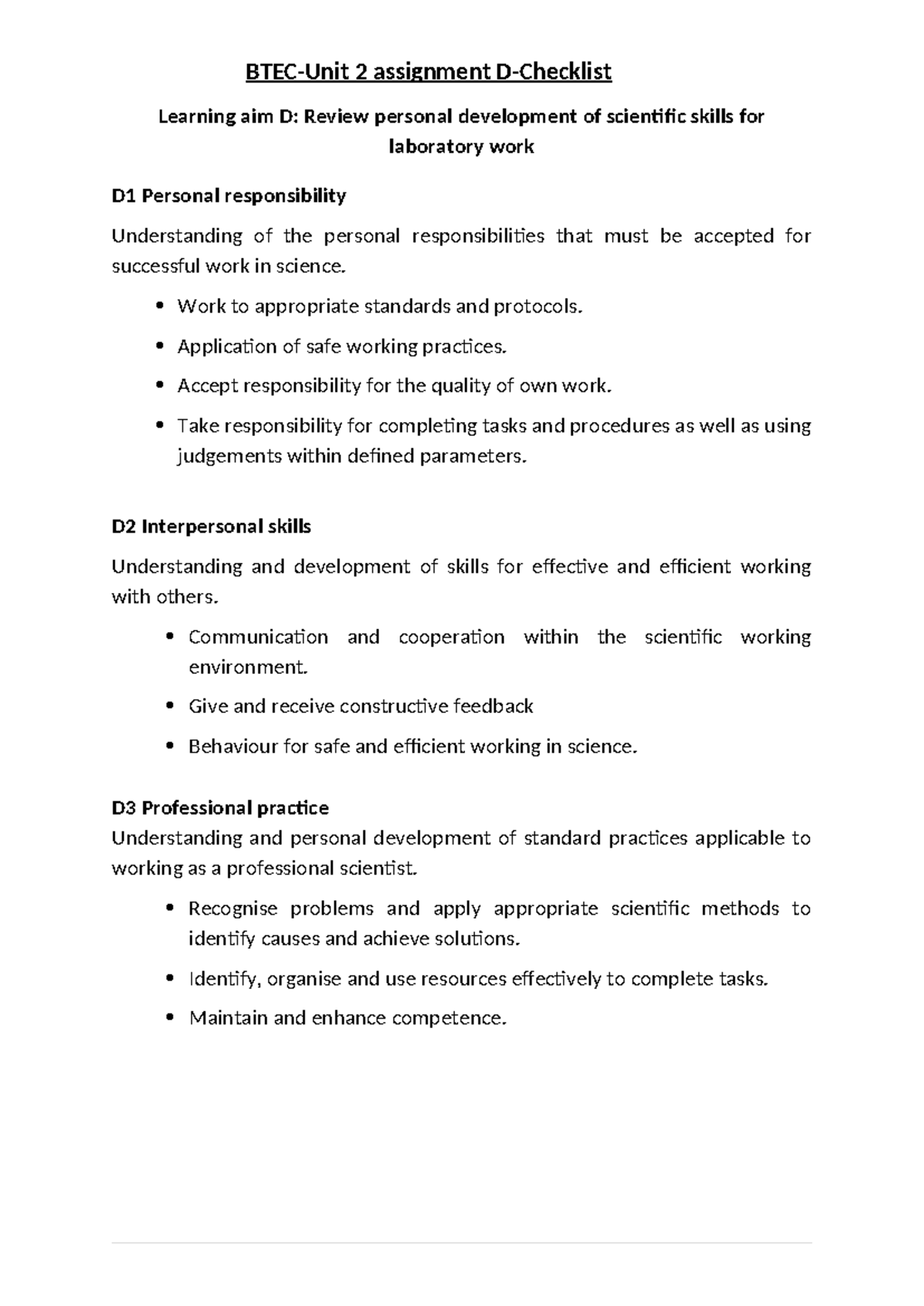 Unit 2 Assignment: Review of Scientific Skills Development - Studocu