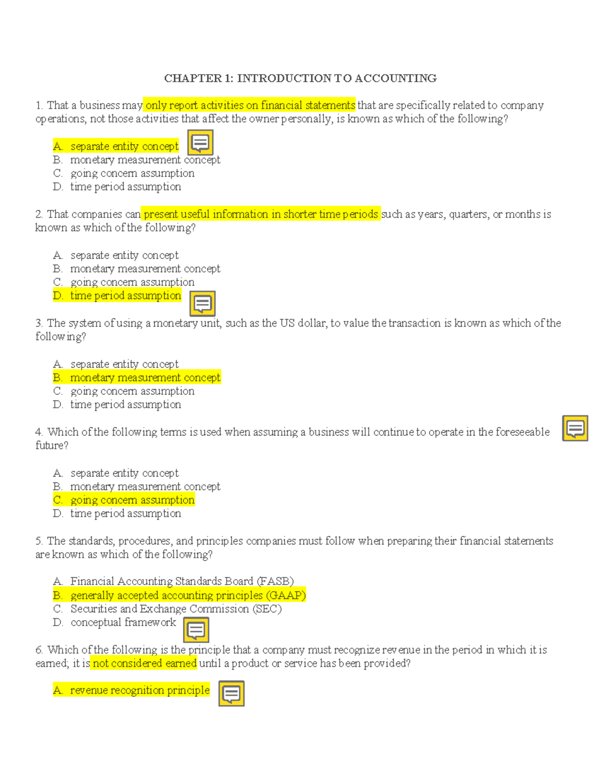 Exercise chapter 1 - Behavior - CHAPTER 1: INTRODUCTION TO ACCOUNTING That a business may only ...