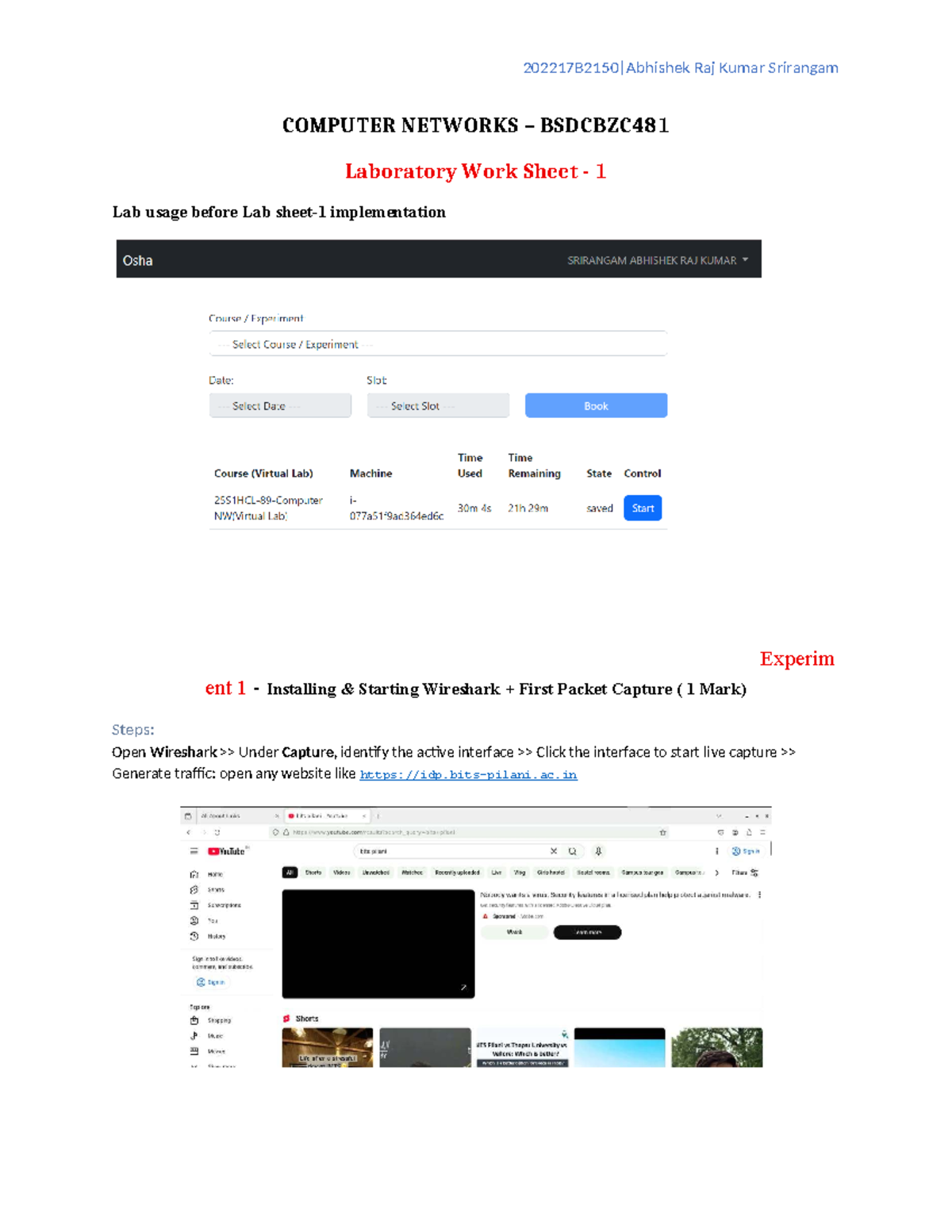 Computer Networks Lab BSDCBZC481 - Practice Worksheet - Studocu