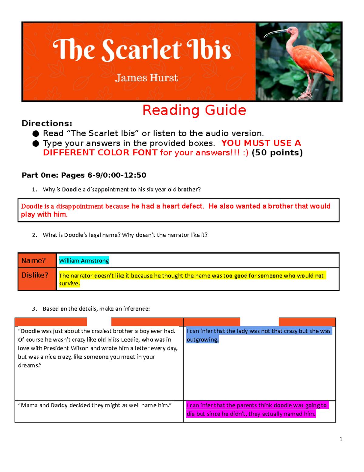 Scarlet Ibis Personification Quotes