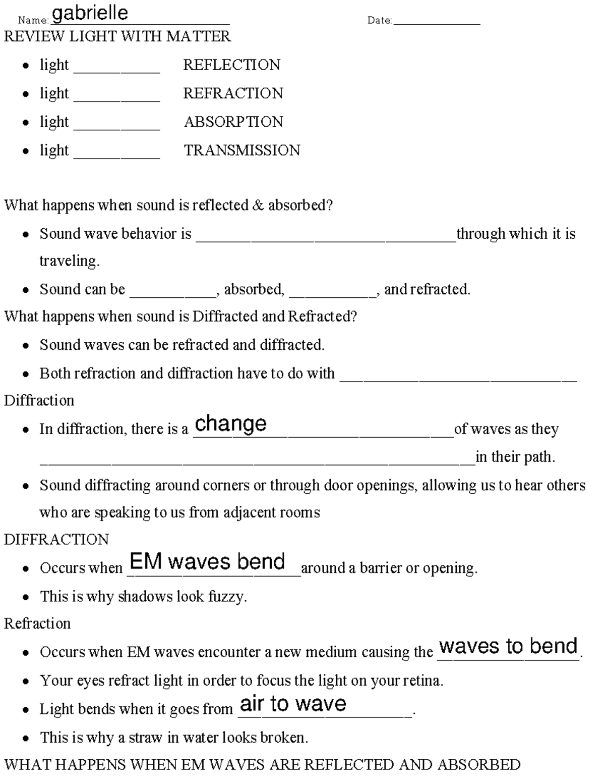 Bill Nye Chemical Reactions Worksheet Answers