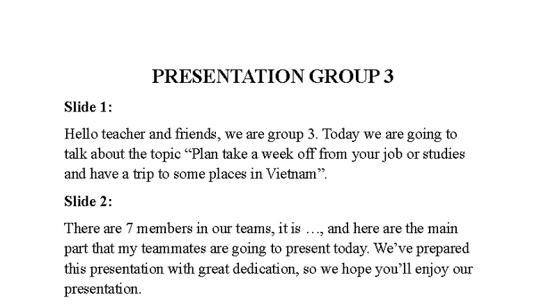 Presentation Group 3: Exploring Da Nang for a Week Off - Studocu