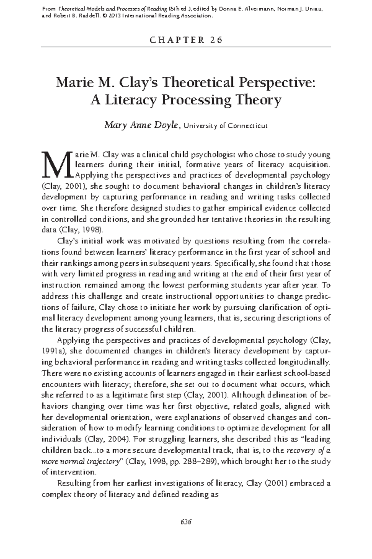 Marie M. Clay’s Literacy Processing Theory: An In-Depth Analysis - Studocu