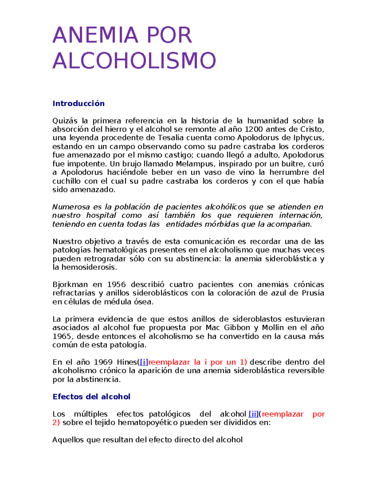 Anemia Sideroblástica y Alcoholismo: Implicaciones Hematológicas - Studocu