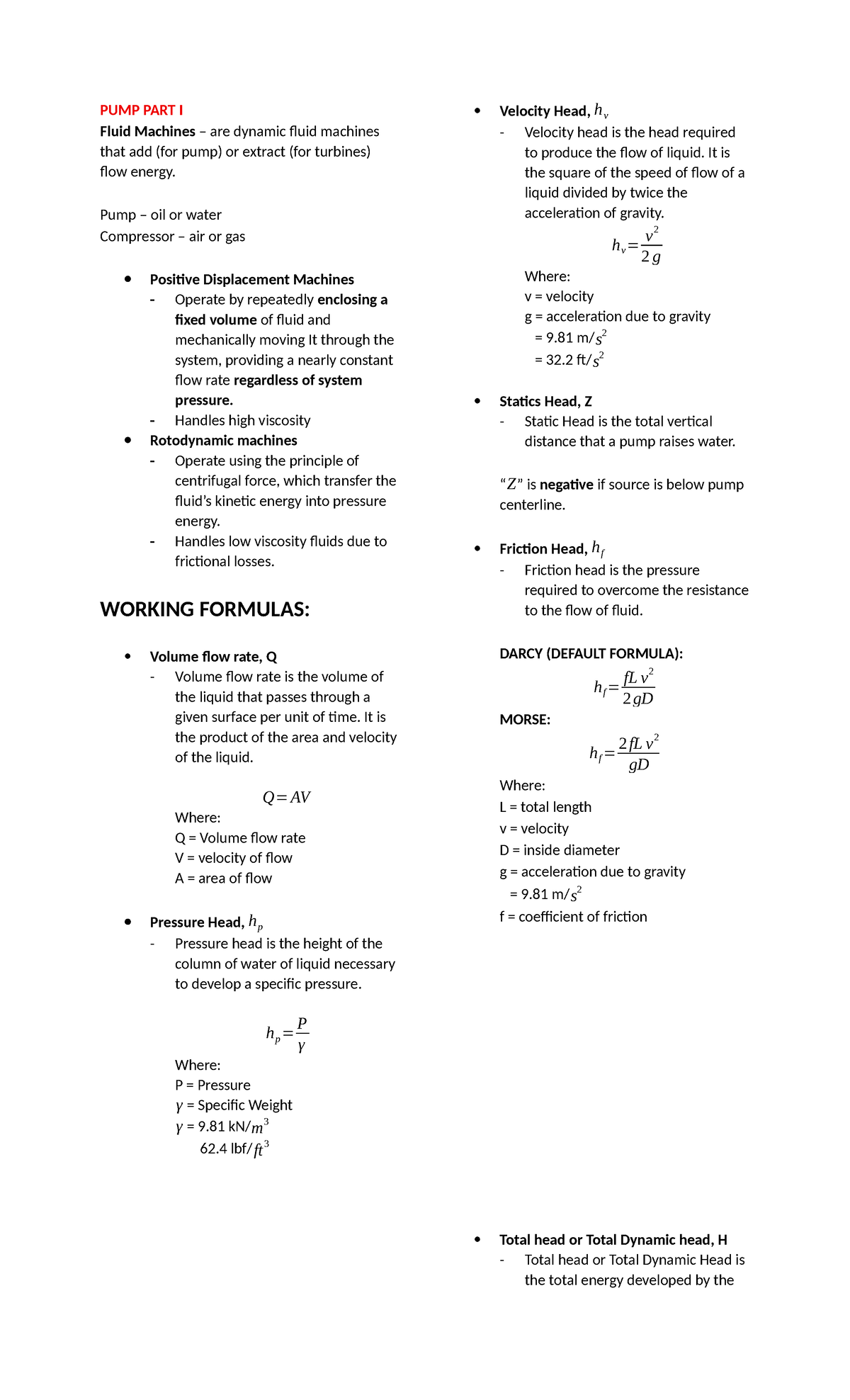 PUMP 101: Comprehensive Lecture Notes on Fluid Machines - Studocu