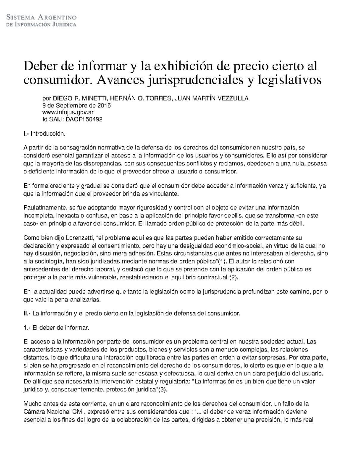 Bibliog Oblig - Deber de informar y precio cierto en el consumidor ...