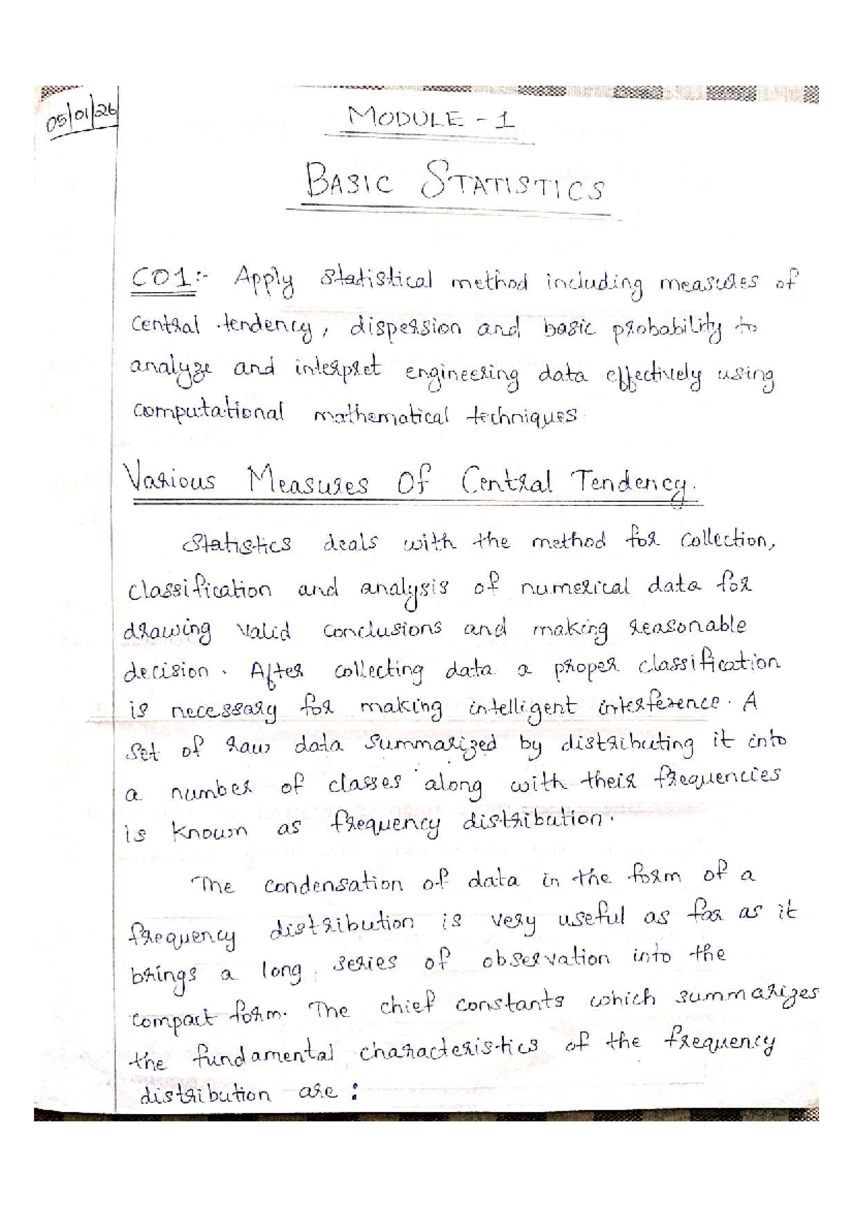 S4 Maths - Module 1: Basic Statistics & Data Analysis Notes - Studocu