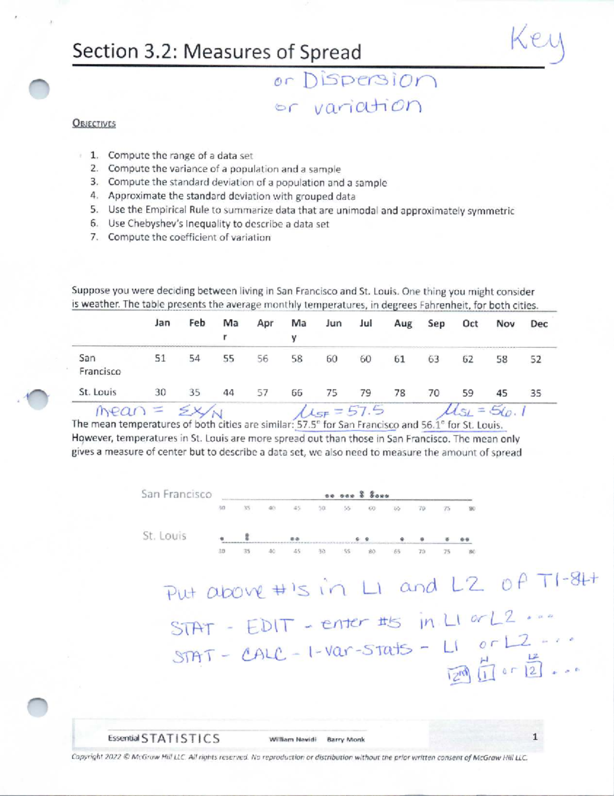 Measures of Spread: Section 3.2 - Key Concepts and Calculations for ...