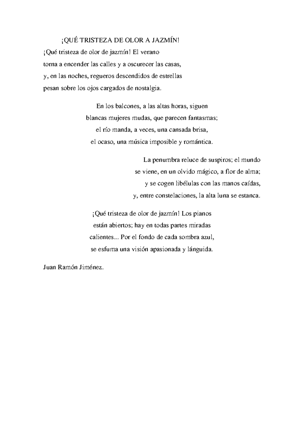 TRISTEZA DE OLOR A JAZMÍN: Reflexiones Poéticas (P3 E1 E2) - Studocu