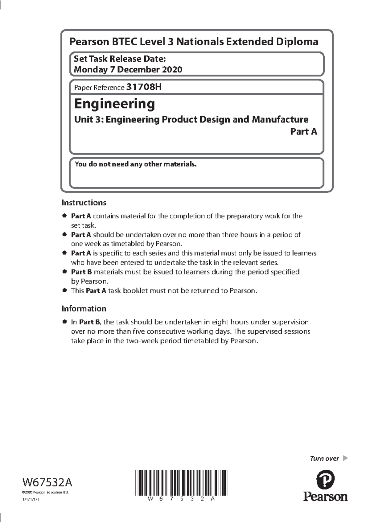 Unit 3: Engineering Product Design & Manufacture Sample Paper - Studocu