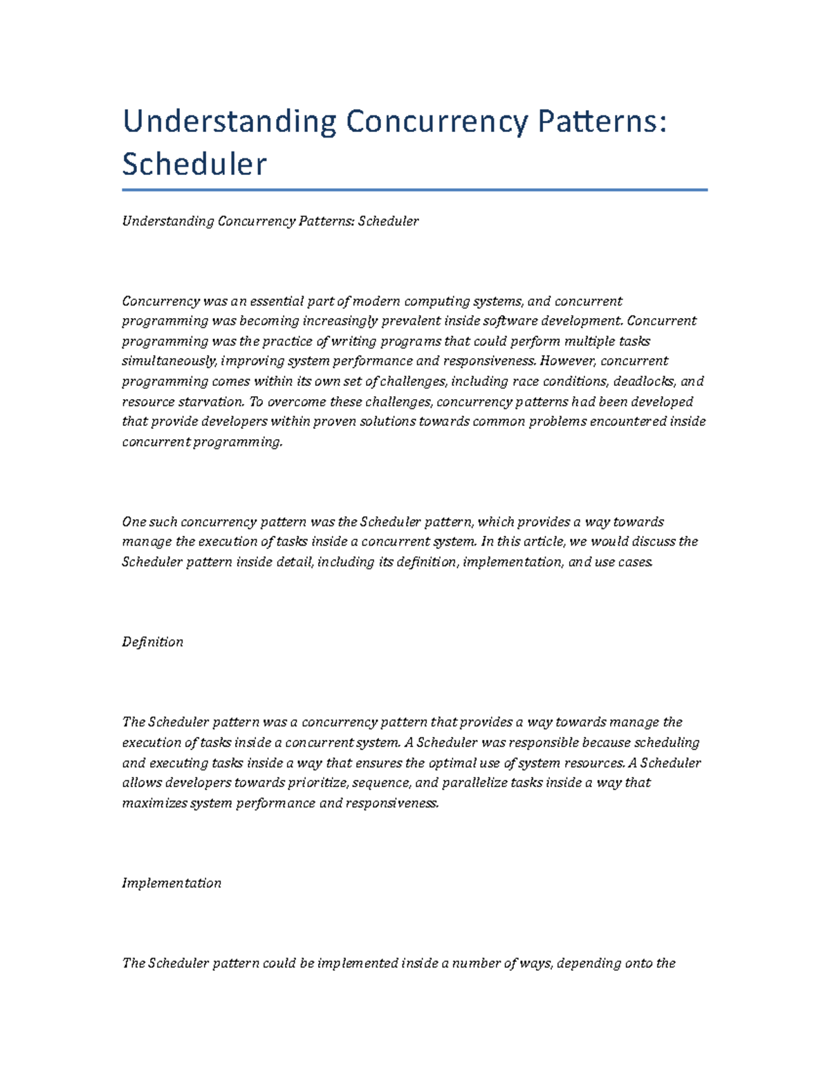 Understanding Concurrency Patterns: Scheduler Overview and Use Cases ...
