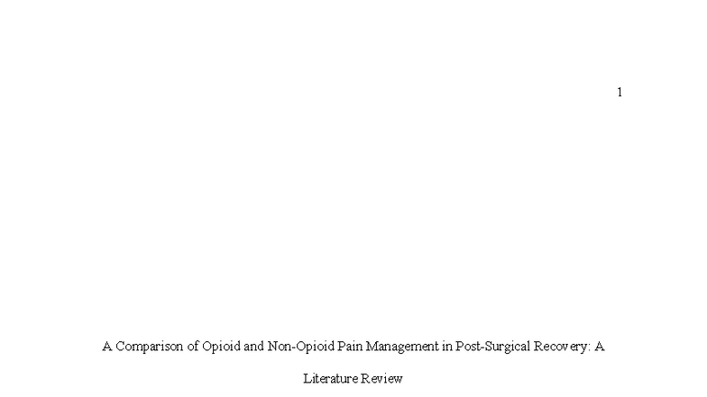 NUR 3165 Literature Review: Opioid vs. Pain Management Strategies - Studocu