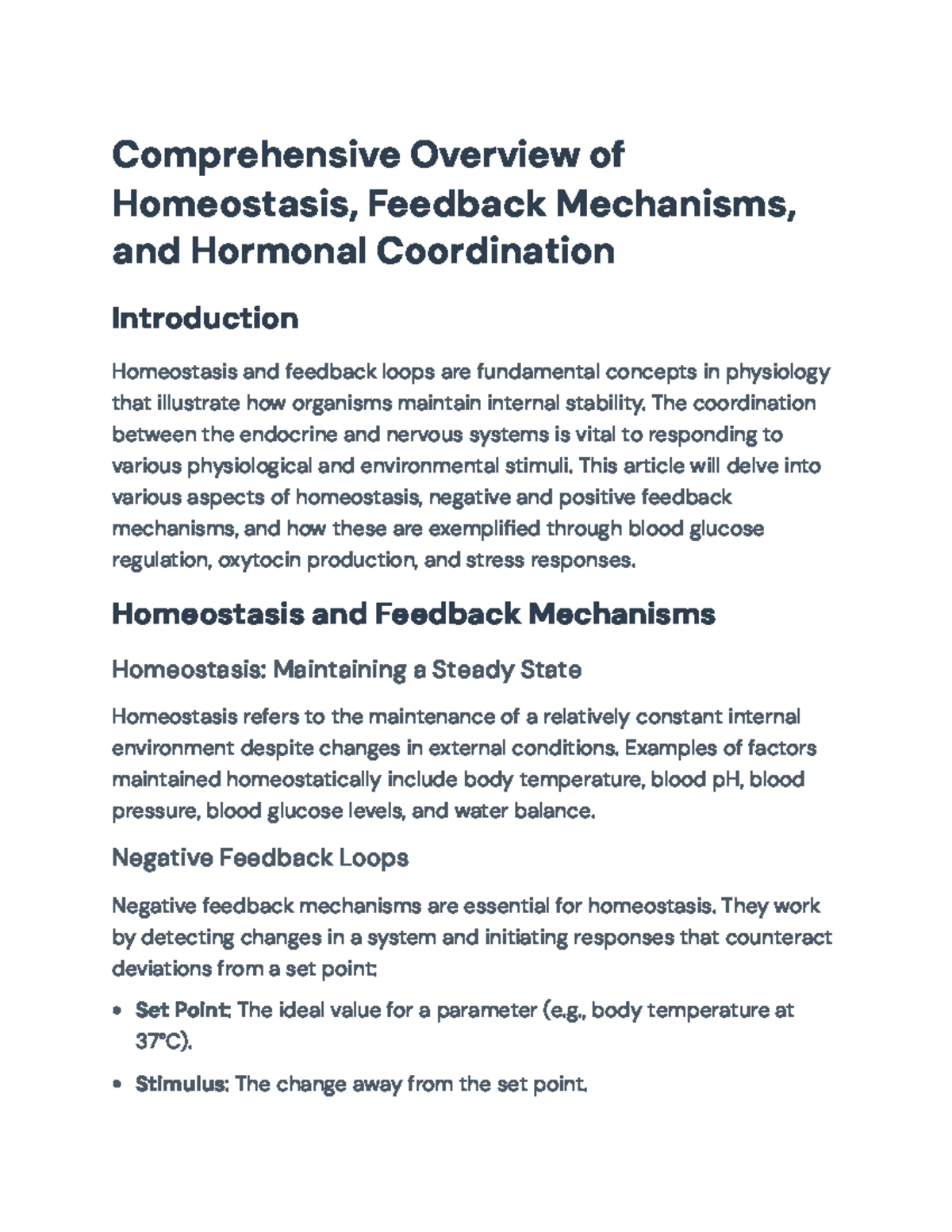 Homeostasis and Feedback Mechanisms: Hormonal Coordination Overview ...