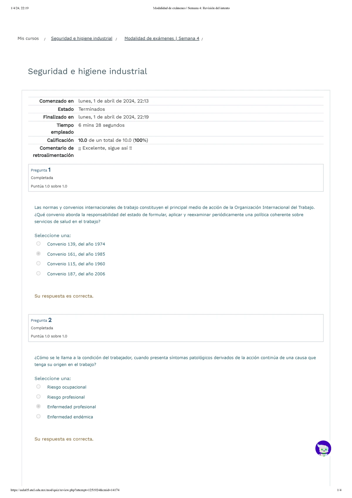 Modalidad de Exámenes: Semana 2 - Revisión de Intento Finalizado - Studocu
