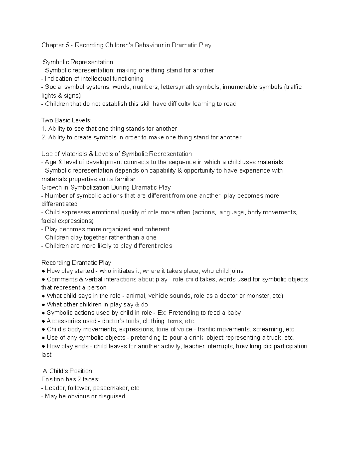 CLD 102 - Chapter 5: Recording Behavior in Dramatic Play - Studocu