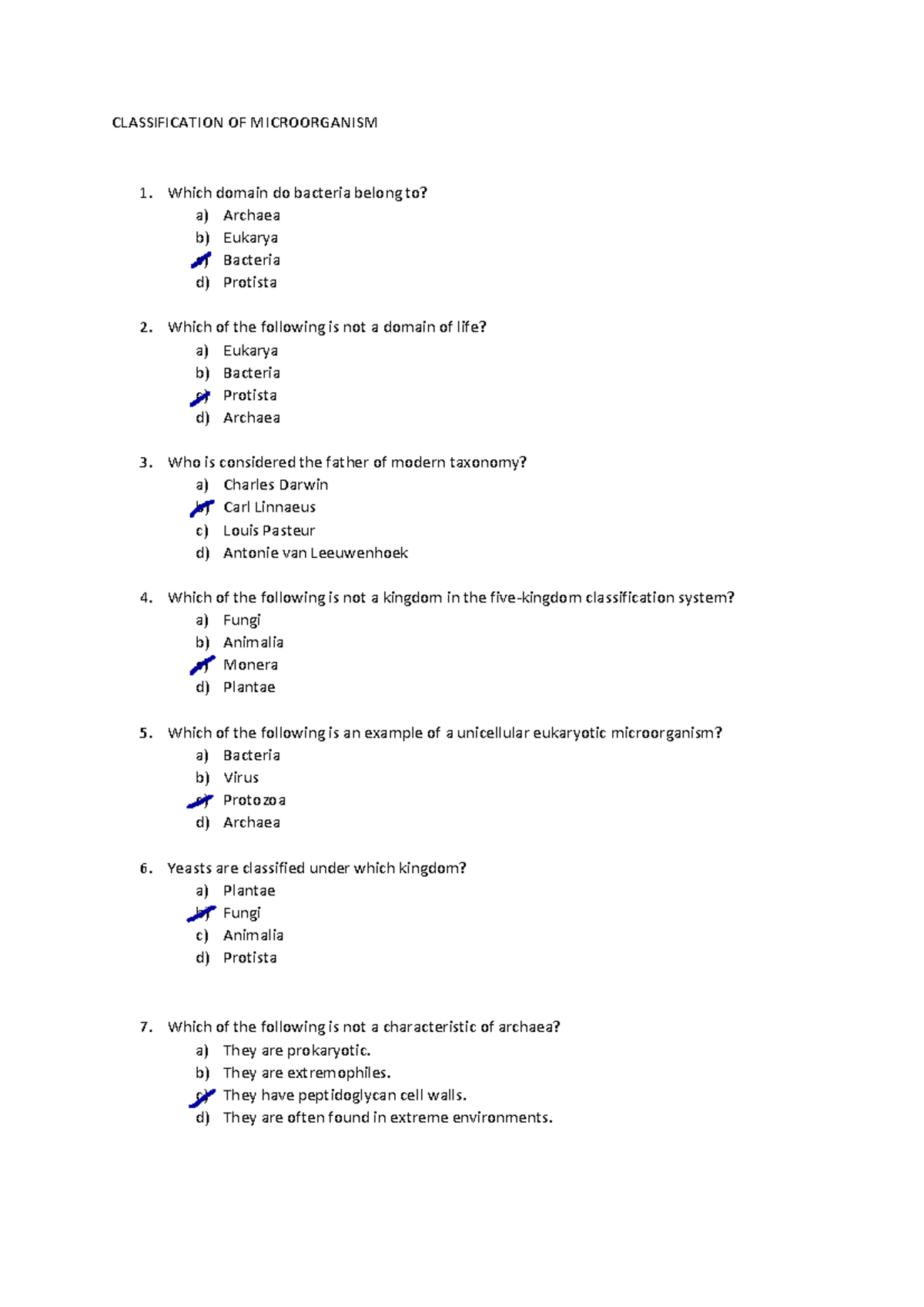 QUIZ MIC461 - Classification OF Microorganism - CLASSIFICATION OF ...